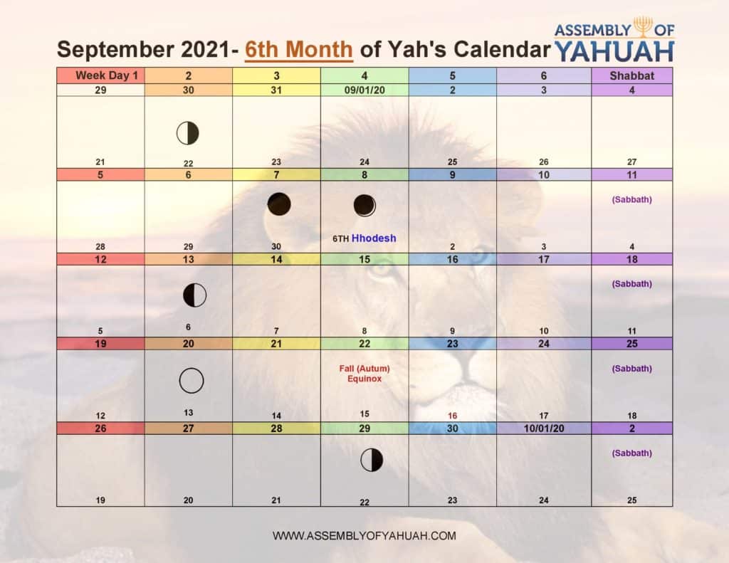 Feast Days Calendar Download - Assembly of Yahuah