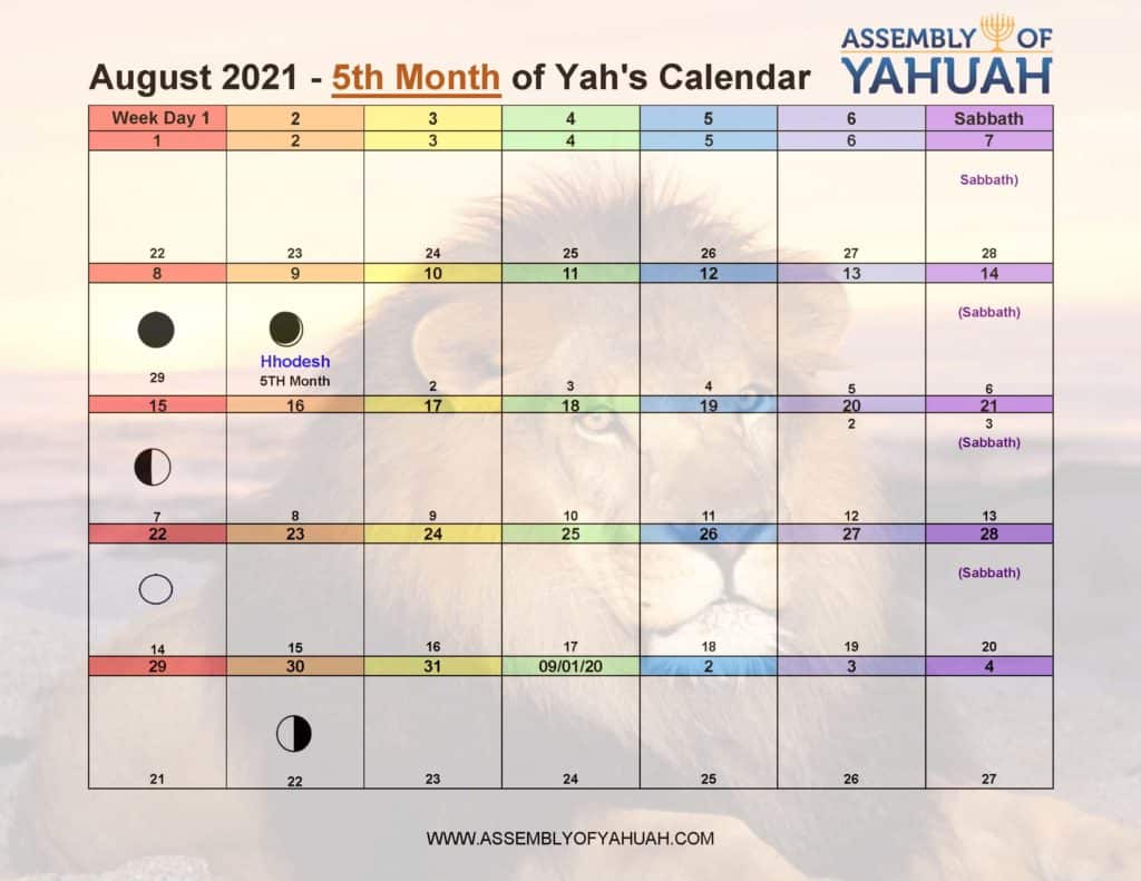 Feast Days Calendar Download - Assembly of Yahuah