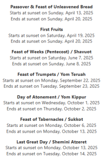 Feast Days – Assembly of Yahuah